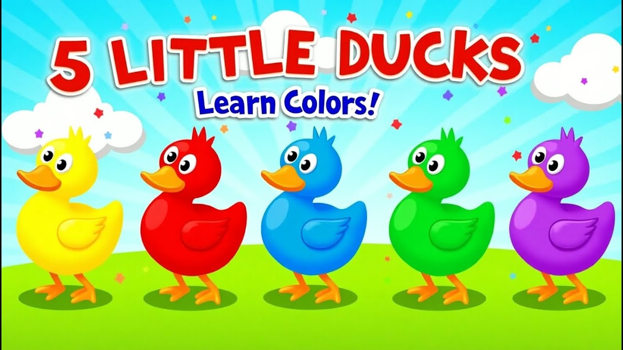 5 Little Ducks Song for Kids Learn Colors with Fun Rhymes! - YouTube