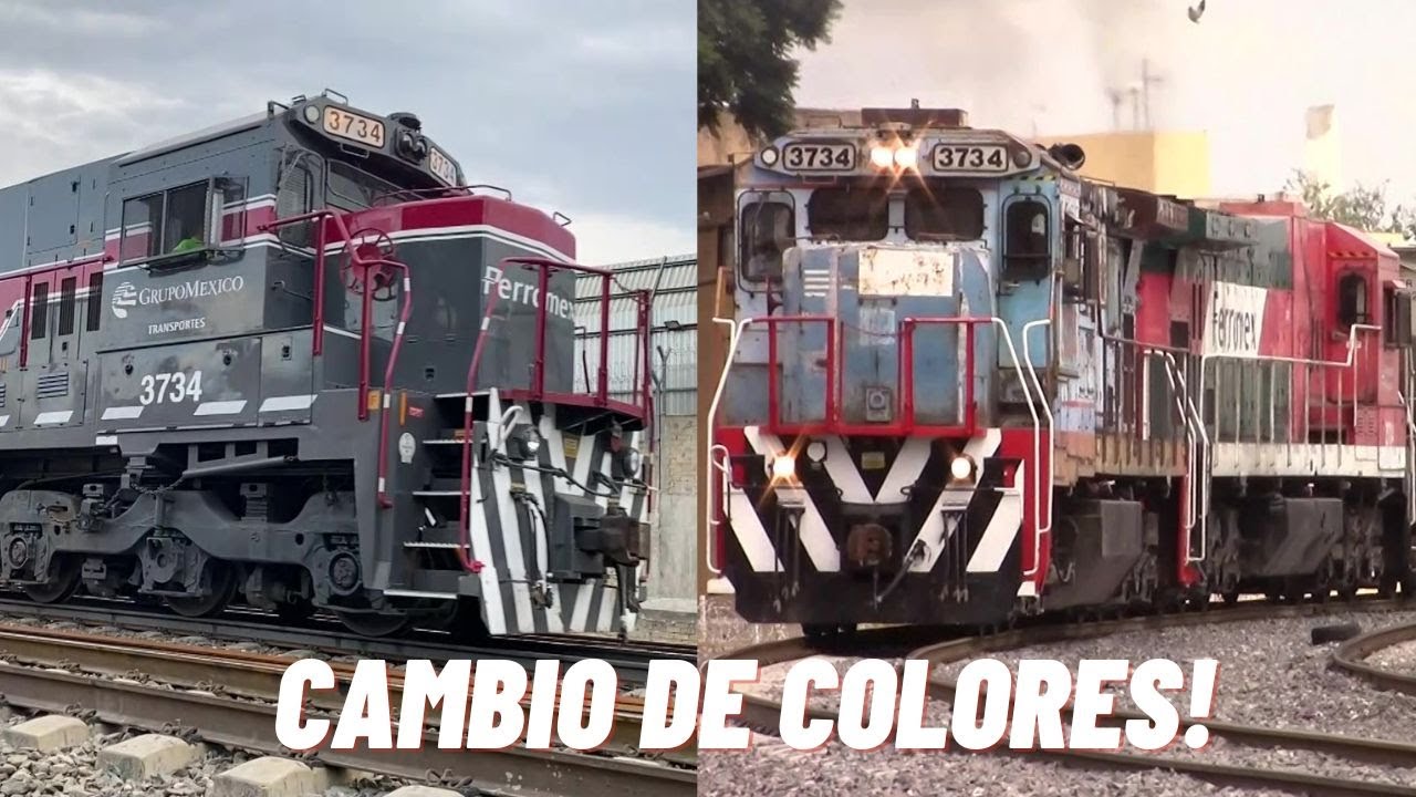 Así fue el cambio de pitufa a super coca de la Ferromex 3734 - YouTube