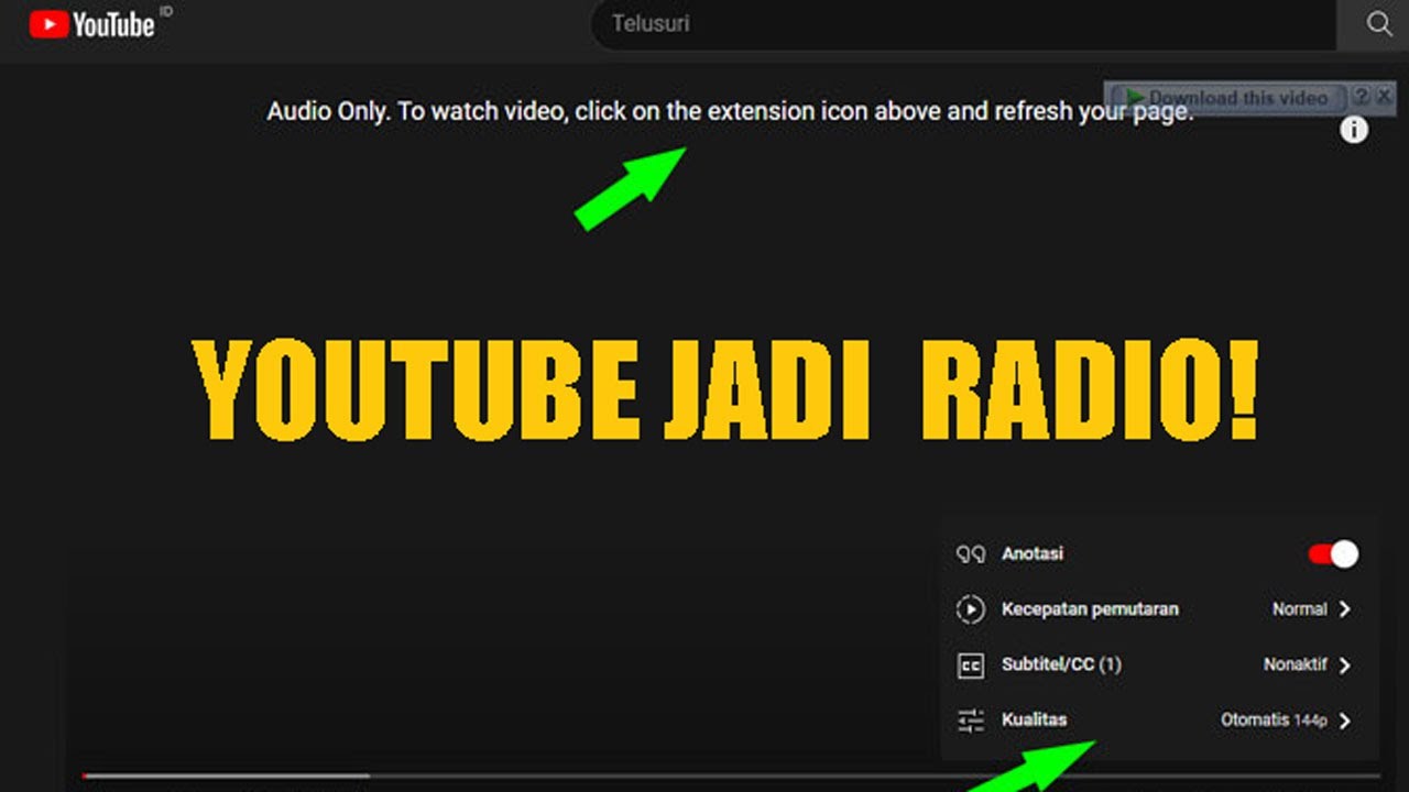 Cara Ubah YOUTUBE JADI RADIO Hemat Data Internet - YouTube