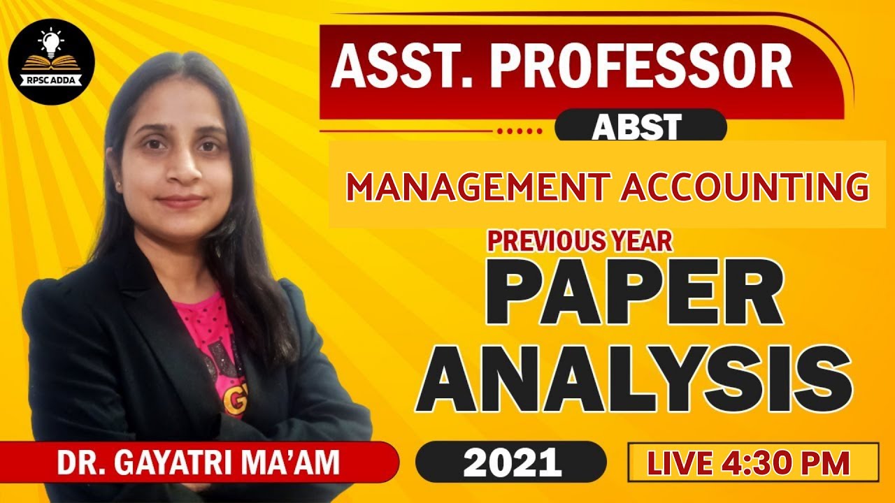Management Accounting | Previous Year Paper Analysis 2021 | RPSC Asst ...