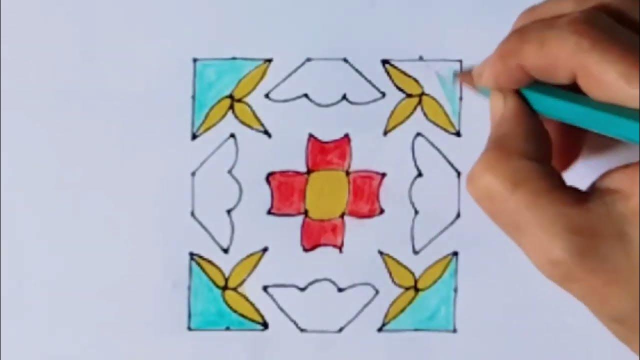 How to draw 8×8 dots simple design step by step||Easy Drawing Ideas ...