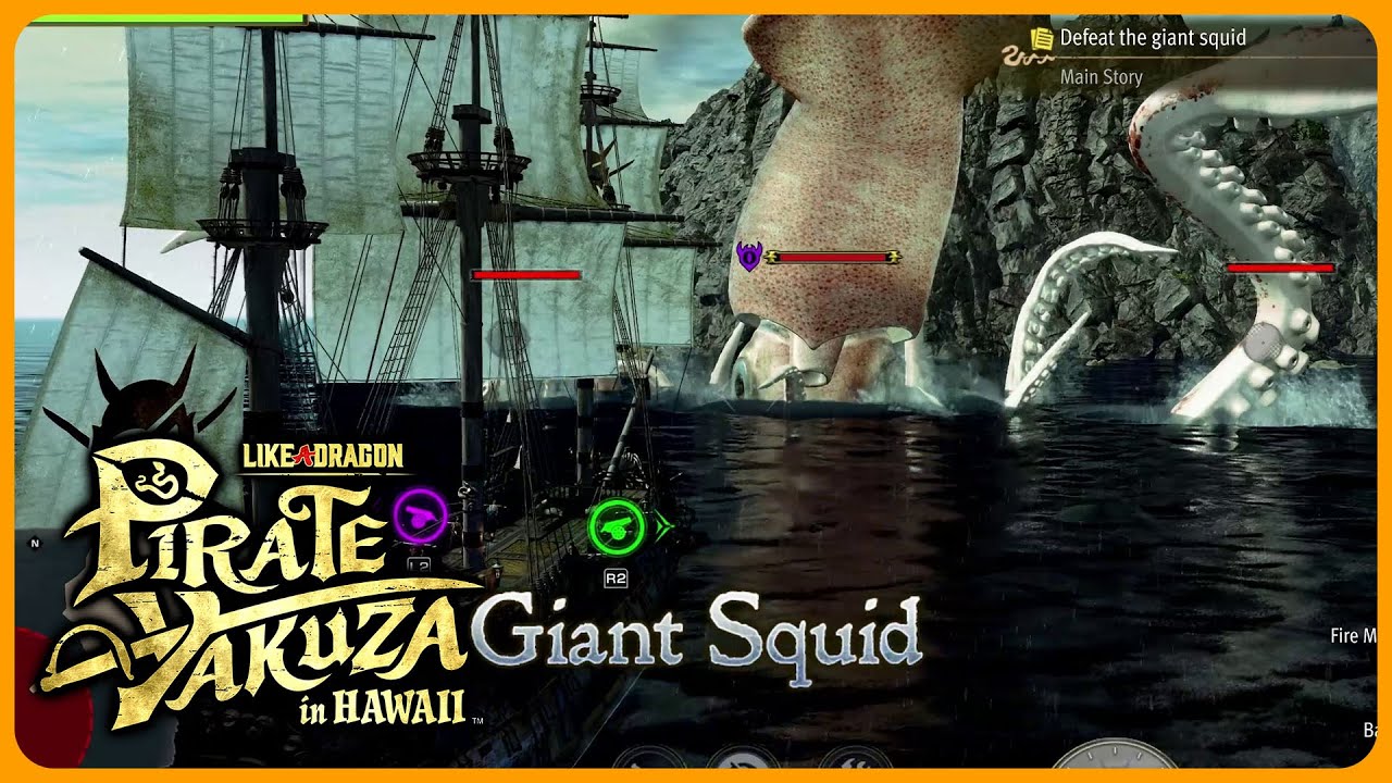 Giant Squid Boss Fight - Like a Dragon: Pirate Yakuza in Hawaii - YouTube