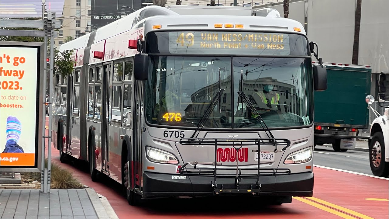 San Francisco MUNI 2015 New Flyer Xcelsior XDE60 6705 on route 49 Van ...