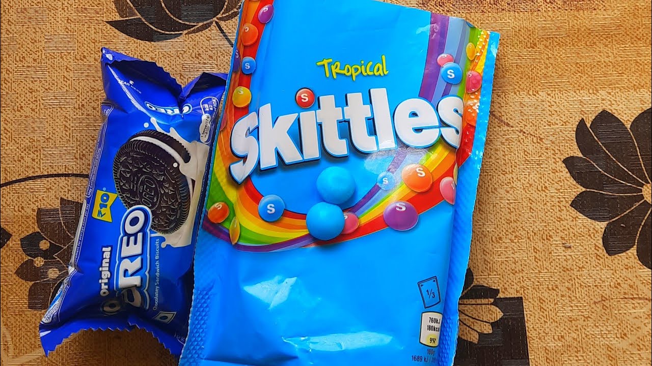 Oreo Tropical Skittles Tropical Punch Flavour Sandwich Cookies - YouTube