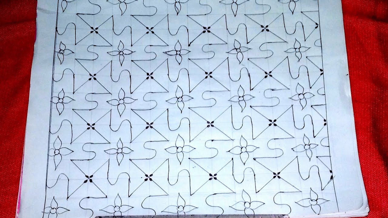 How to draw nokshi katha design // Beautiful nokshi katha design // Art ...