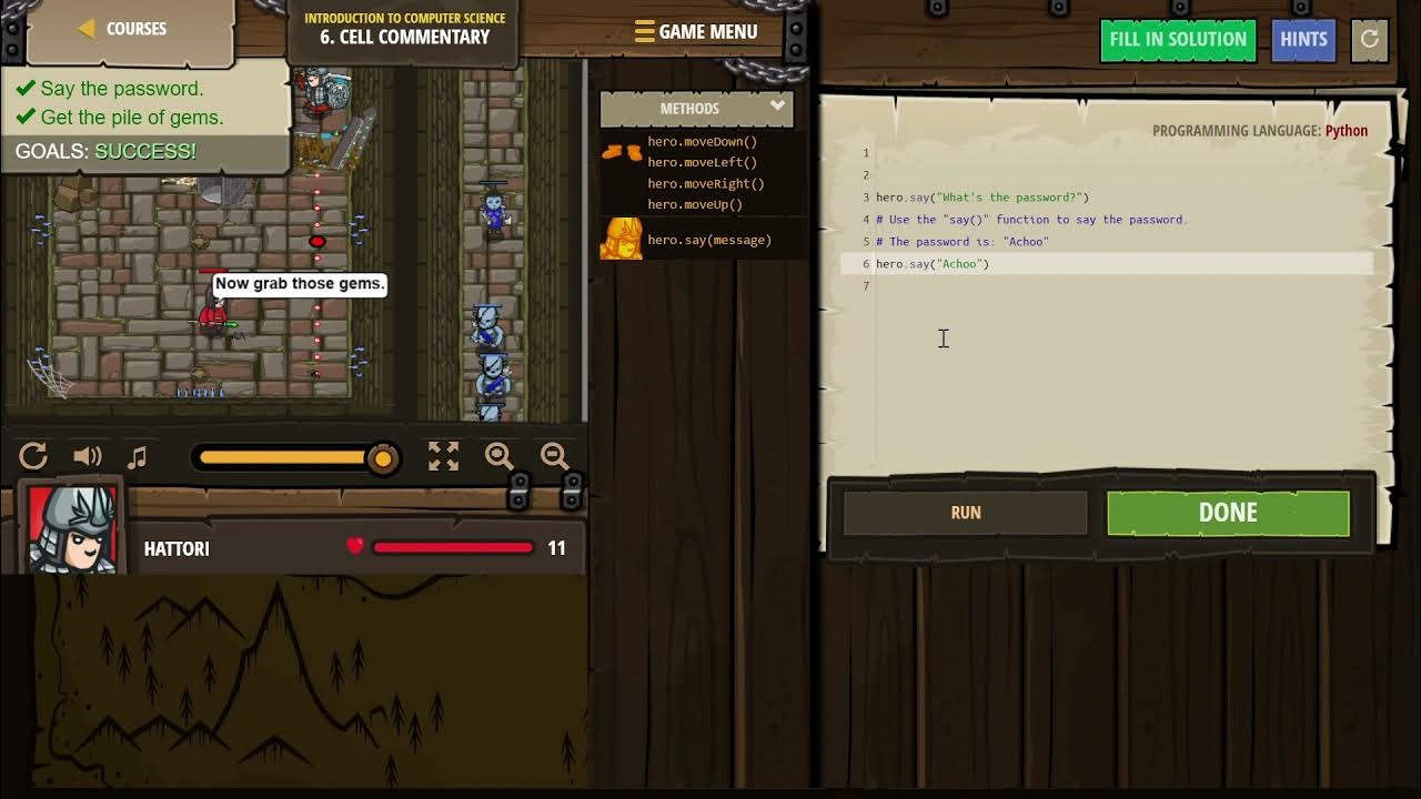 CodeCombat level 6 answer - YouTube
