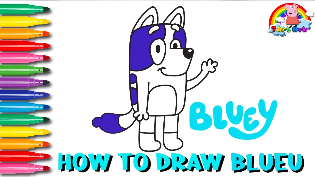How to Draw Bluey the Puppy | Disney | Bluey Easy Drawing Easy Step By ...