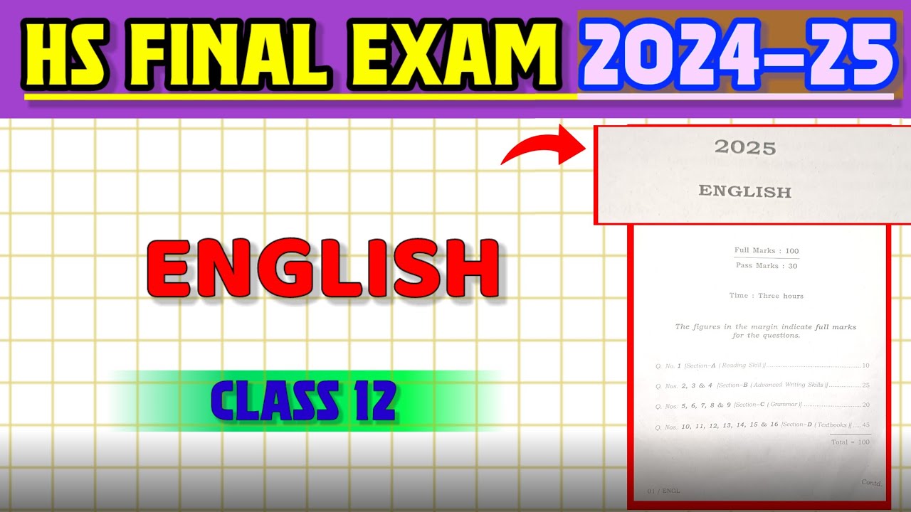 HS 2nd Year English Question Paper 2024-25 || Hs 2nd Year Final Exam ...