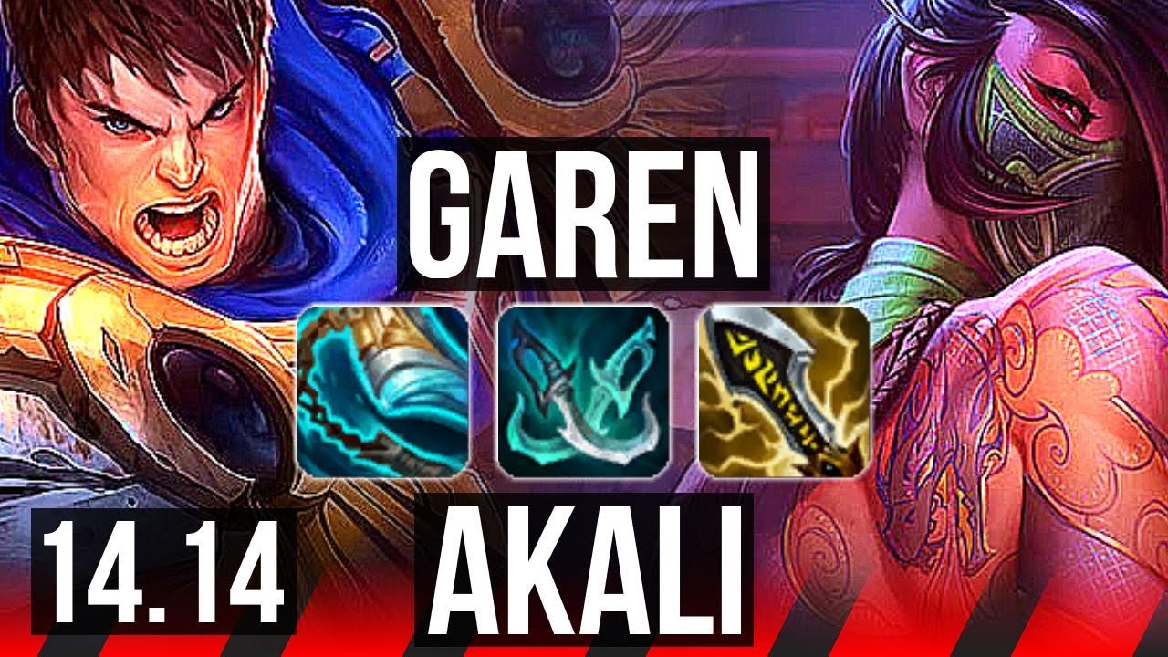 GAREN vs AKALI (TOP) | 9 solo kills, 65% winrate, Legendary, 17/3/3 | EUW Master | 14.14 - YouTube