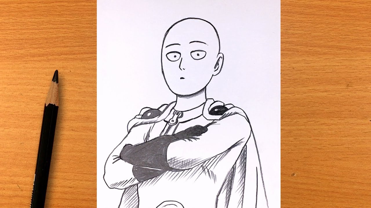 How to draw Saitama from One-Punch Man | Saitama full body step_by_step ...