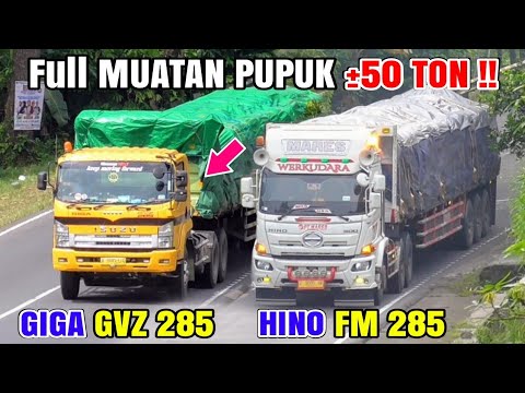 MERAYAP !! Truk Trailer Muatan 50TON, ISUZU GIGA GVZ 285, HINO FM 285 ...
