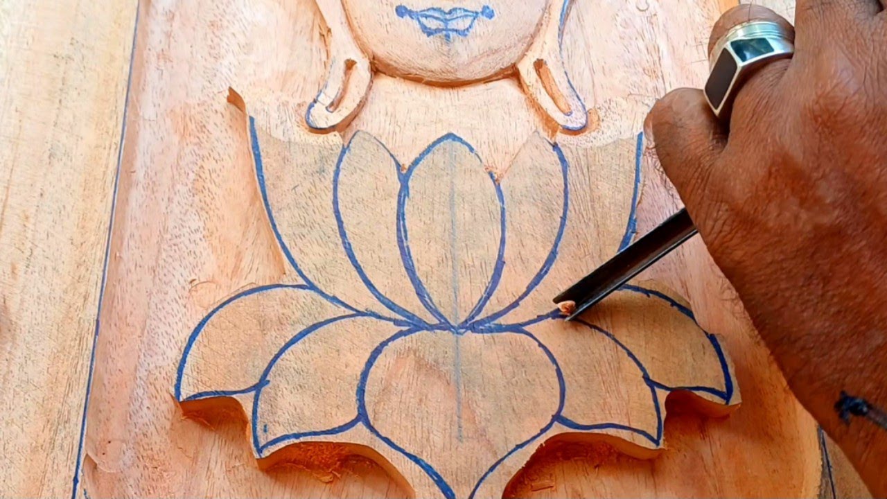 How to wood carving Lotus flower - YouTube