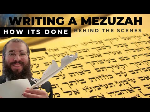 Writing a Mezuzah at the Sofer Center. How a Mezuzah is written. How to make / write a Mezuzah.