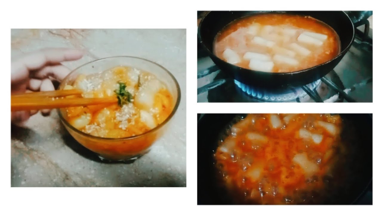 Korean Tteokbokki (chewy rice cakes) with Pakistani ingredients! - YouTube