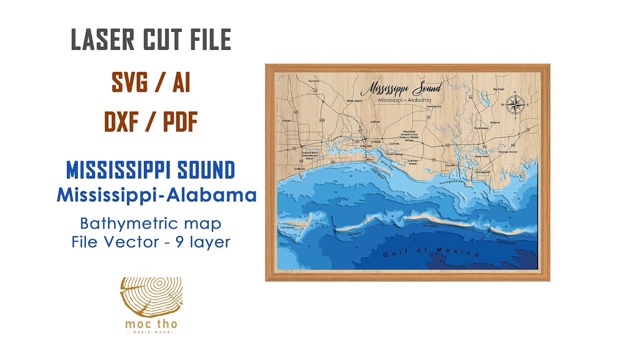 Mississippi Sound Mississippi Alabama wooden map 3d nautical - YouTube