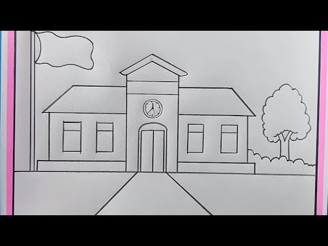 School Scenery Drawing | My School Art | Drawing scenes from our school ...