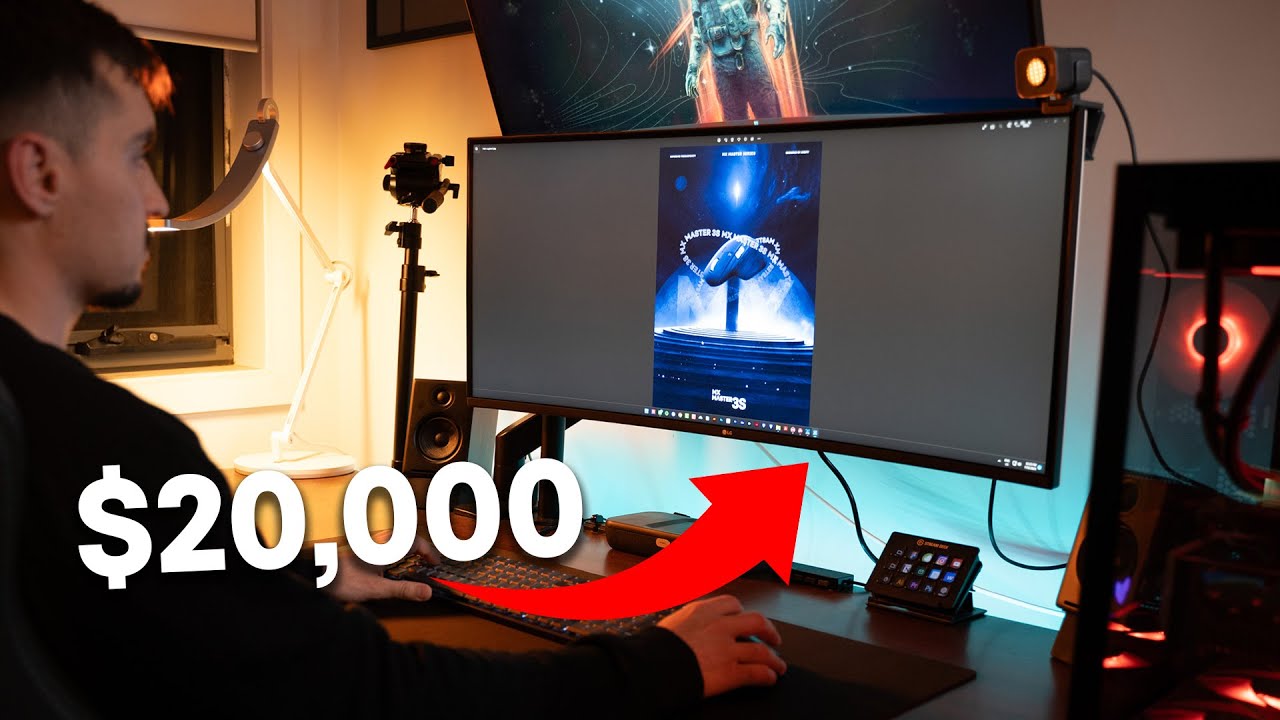 Stacked Monitor Desk Setup Tour - YouTube