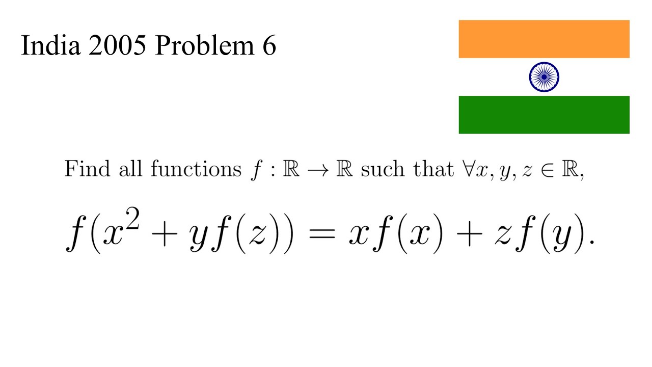 A Quick Functional Equation | India National Mathematical Olympiad 2005 ...