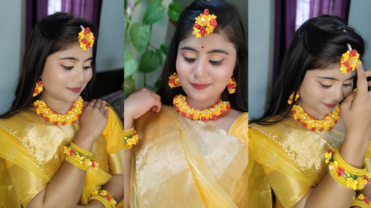 Haldi makeup tutorial for bride - YouTube