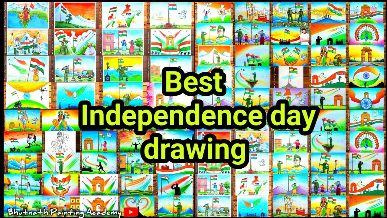 how to draw independence day for competition hard - YouTube
