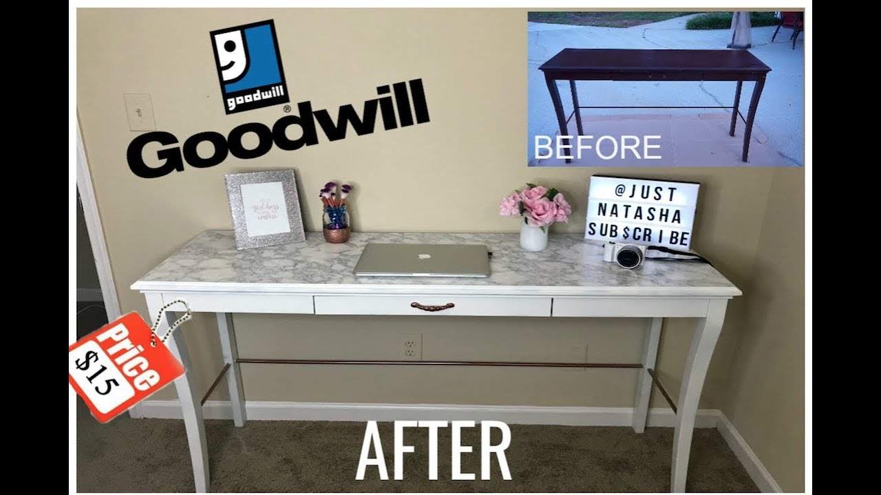 DIY MARBLE DESK ! ! Cheap room decor 🤑 - YouTube