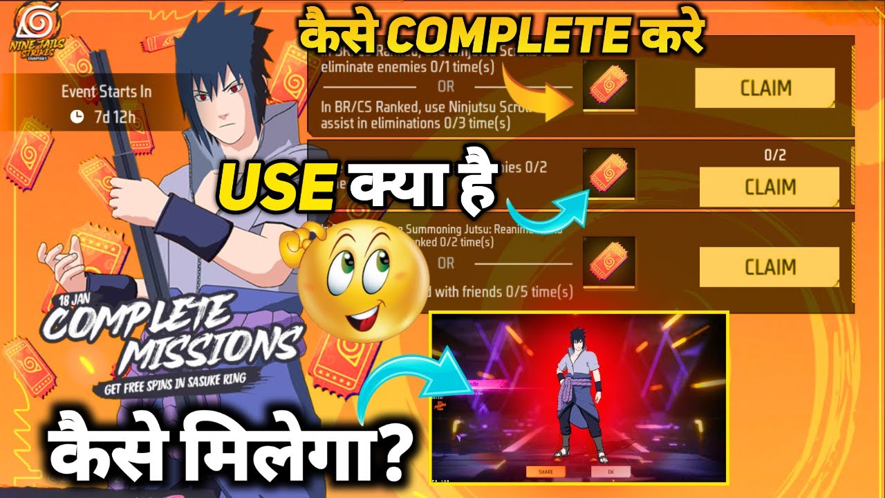 Free Sasuke Bundle Spins Event Mission Kaise Complete Karen| Free Fire ...