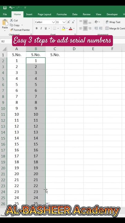 Simple 3 Steps to Add Serial Number in Excel in shorts #msexcelshorts #msexceltricks # ...