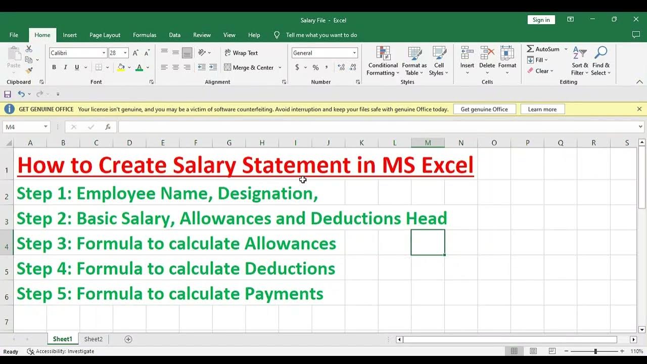 How to Create Salary Statement in MS Excel | Easy Formula for preparing Salary Sheet in Excel ...