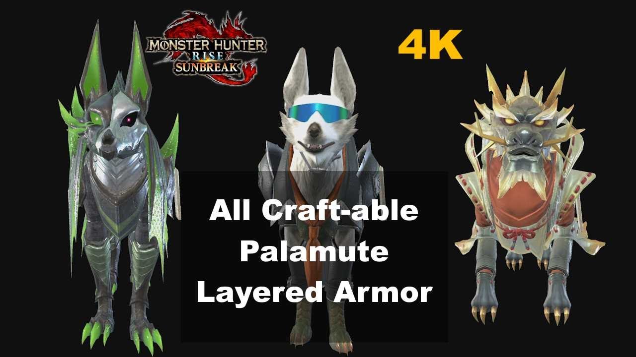 MHR Sunbreak All Craft-able Palamute Layered Armor - YouTube