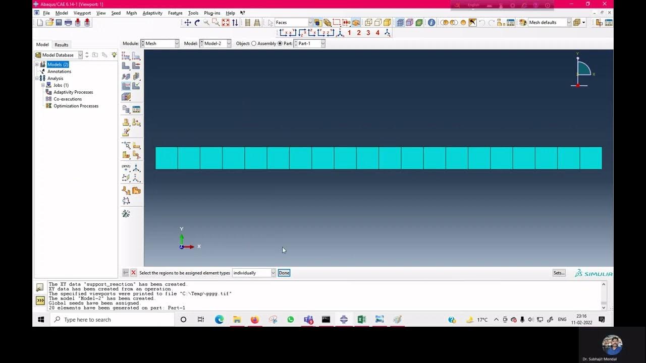 ABAQUS (L2M1) Static Analysis of Cantilever Beam Using Shell Element (S4R or S8R)/2D Beam - YouTube