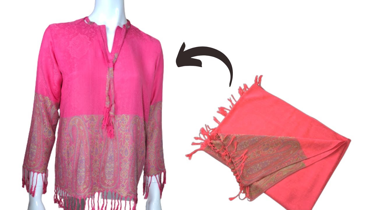 How to make a summer wear blouse. Convert a old shawl to a fancy women ...