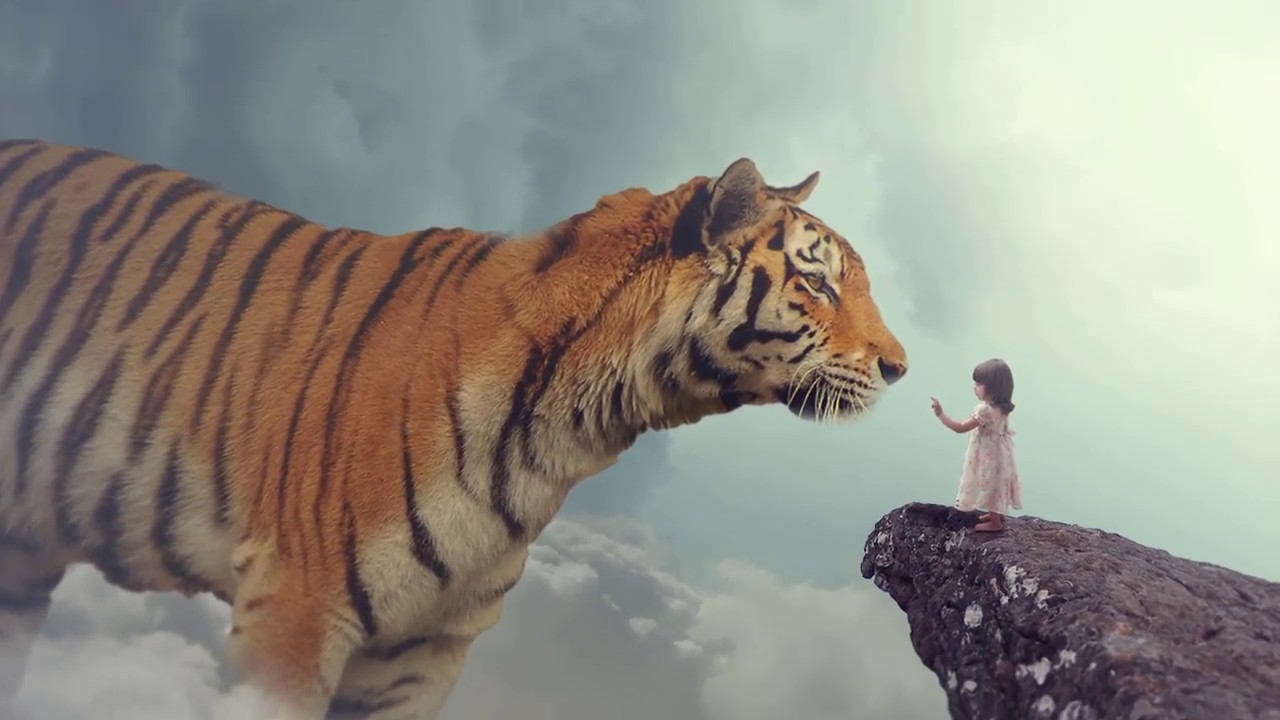 Big Tiger and Child: Photoshop Manipulation Tutorial - YouTube