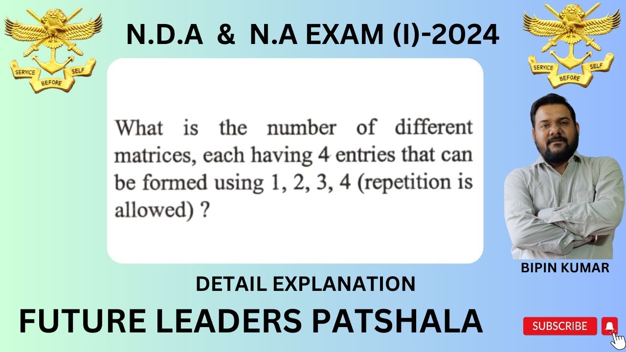 NDA-1 2024 Maths Paper | Complete Detailed Solution | BIPIN KUMAR - YouTube