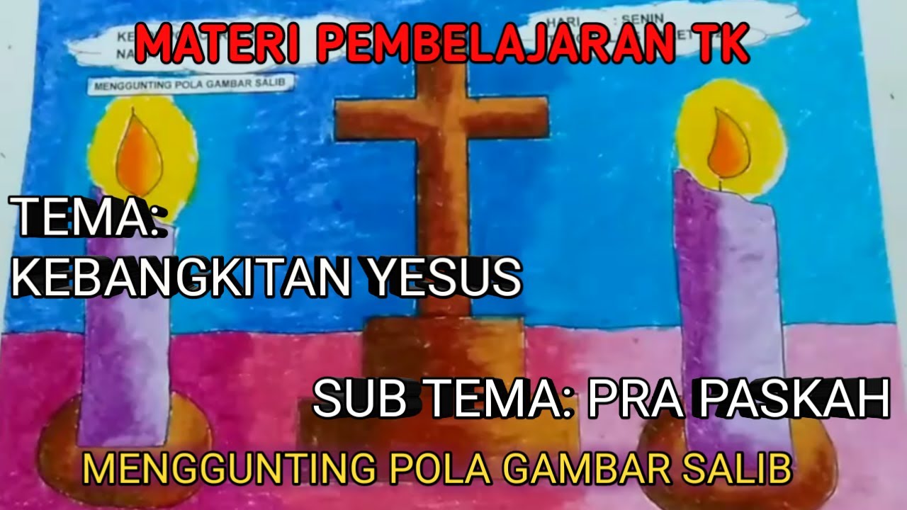 MATERI PEMBELAJARAN TK/ Menggunting Pola Gambar Salib - YouTube