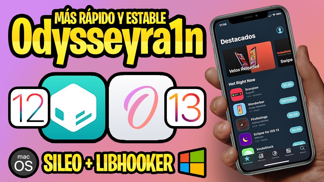 TUTORIAL Odysseyra1n FINAL iOS 13.x y 12.x - Sileo + LibHooker en Jailbreak Checkra1n - YouTube