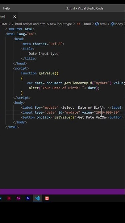 DATE INPUT IN HTML | #shorts | #website | #html | #date | #learning ...
