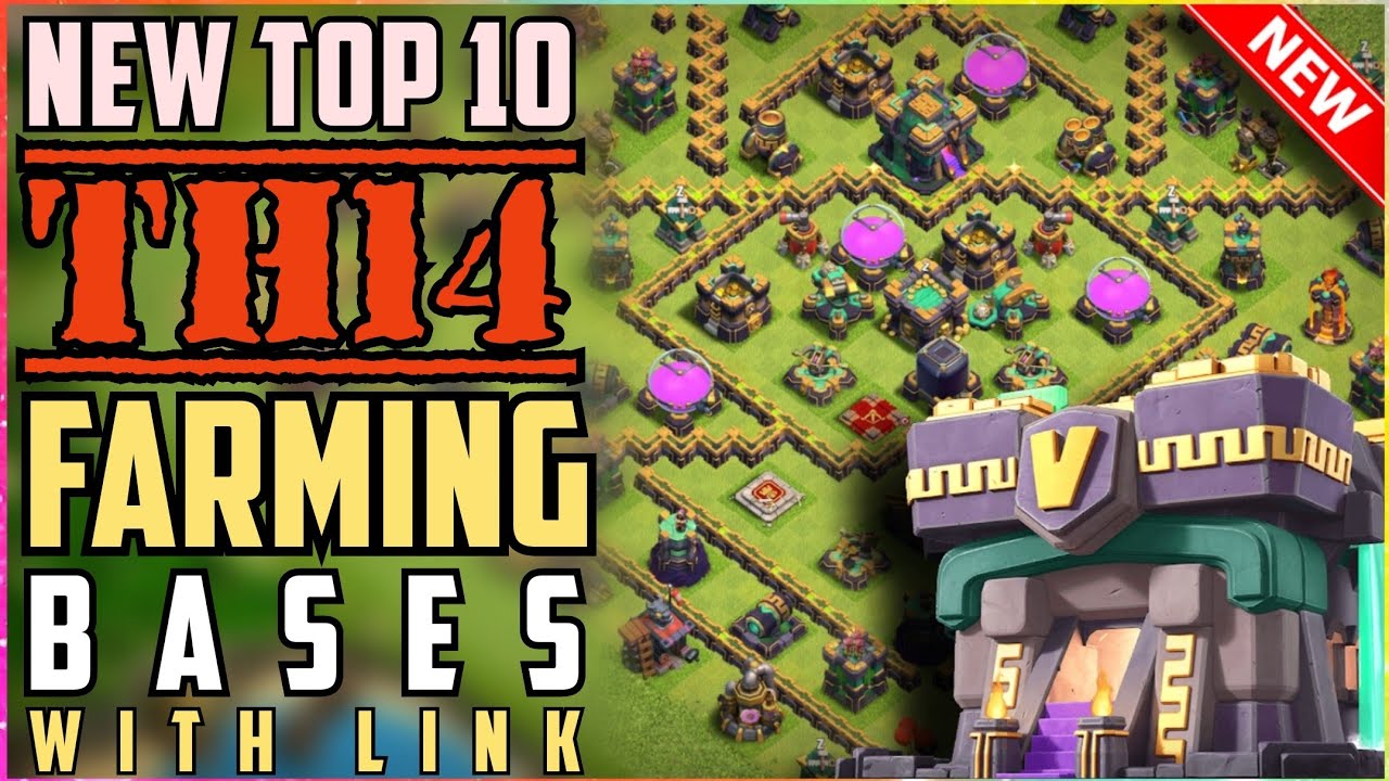 NEW BEST TOWN HALL 14 (TH14) FARMING BASES WITH LINK | TH14 HYBIRD ...