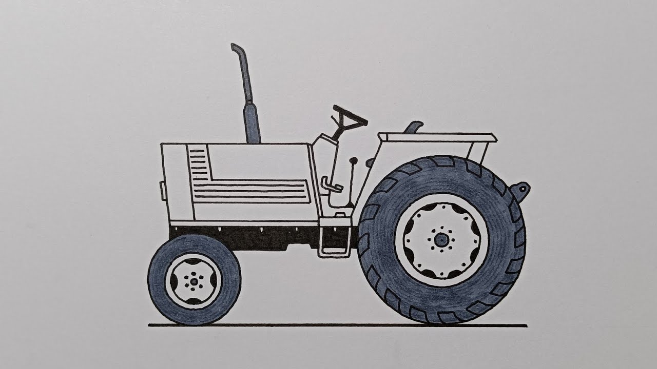 How to draw a TRACTOR - YouTube