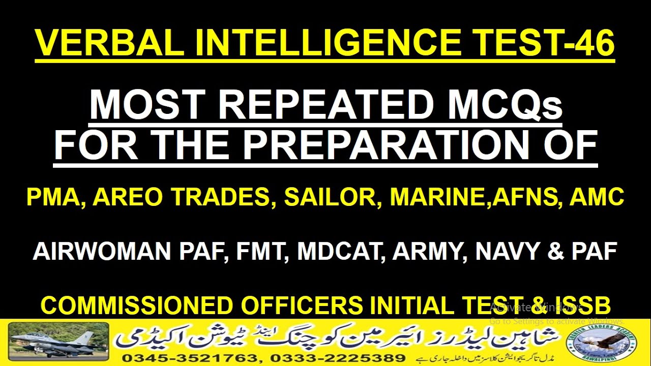 VERBAL INTELLIGENECE TEST-46 MOST IMPORTANT VERBAL INTELLIGENCE TEST ...