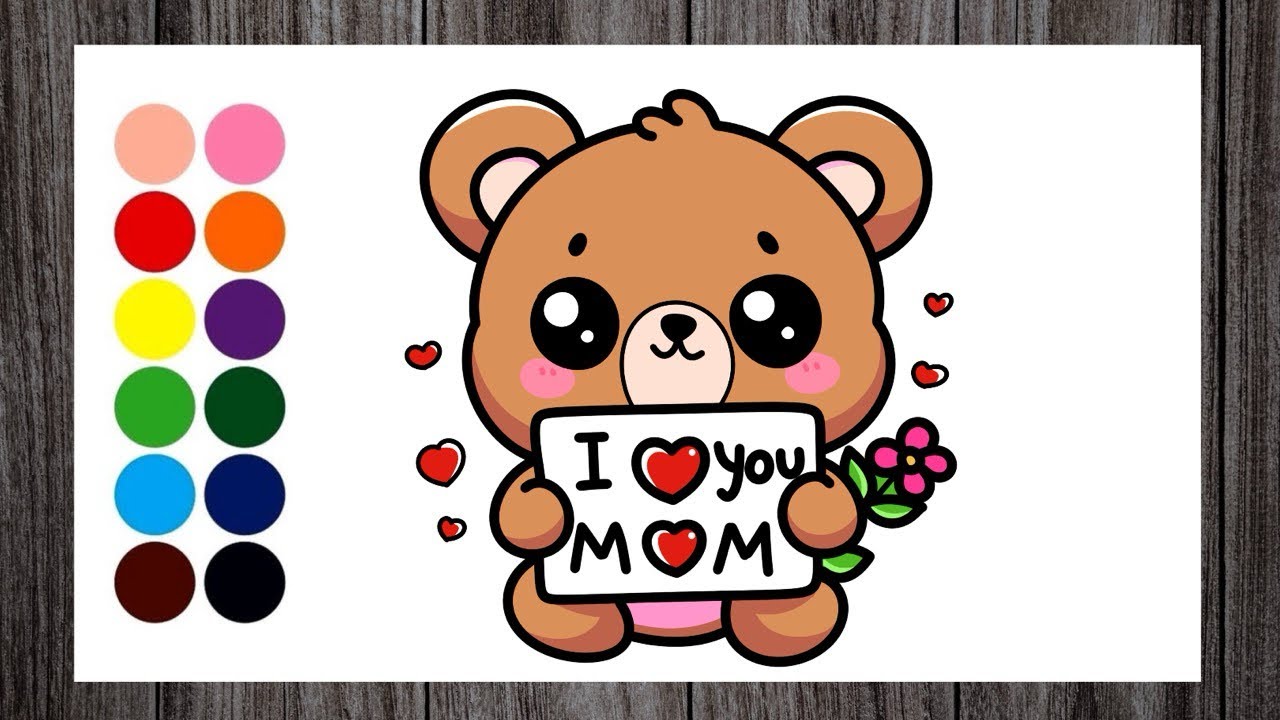 How to Draw A Cute Teddy Bear | Mother’s Day Drawing and Colouring ...