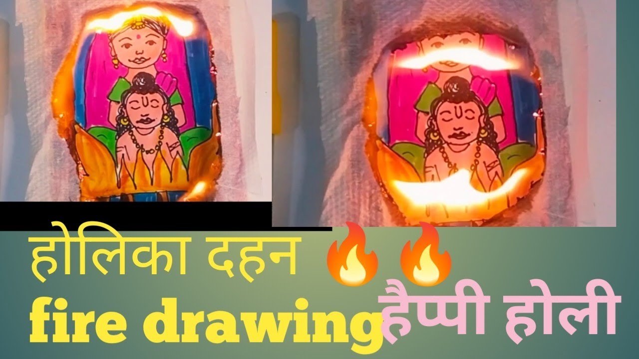 Holika dahan drawing easy|holika dahan drawing|happy holi - YouTube