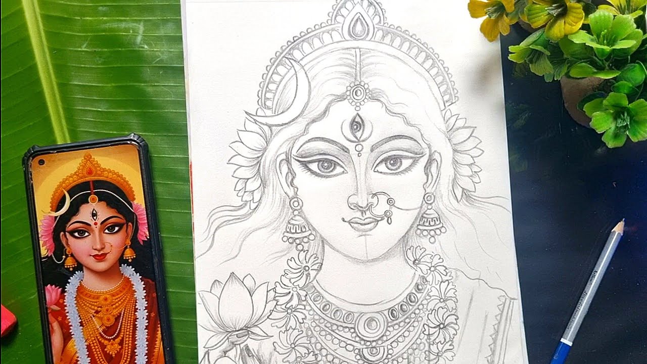How to draw Maa Durga easy | Durga Thakur drawing part 1 | CTW - YouTube