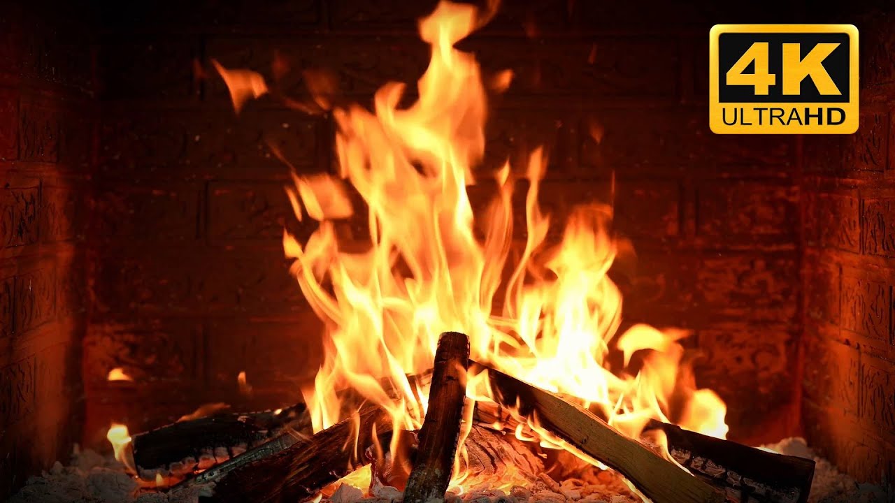 4K Fireplace Burning 🔥 Fireplace Video with Crackling Fire Ambience for ...