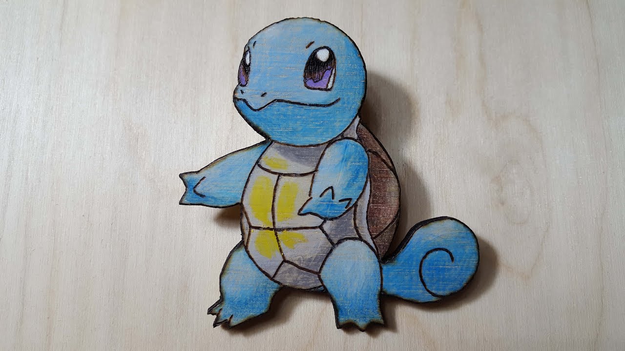 거북이 포켓몬스터 꼬부기 Squirtle Pokemon - Colored pencil + Pyrography + scroll ...