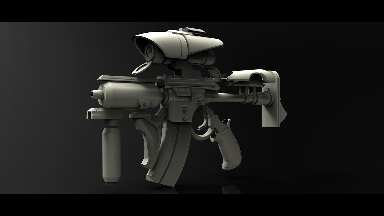 Zbrush Assault rifle timelapse - YouTube