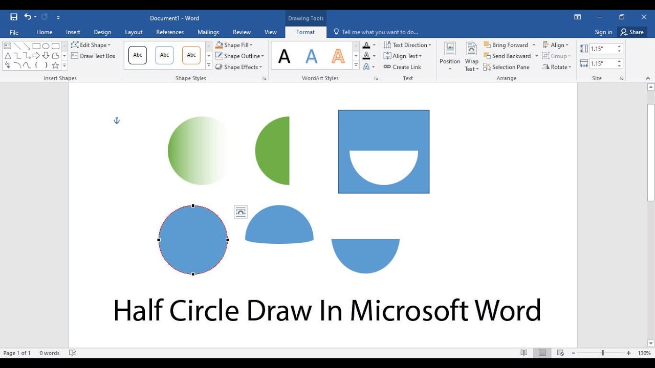 How to Draw a Perfect Half-Circle in Microsoft Word - YouTube