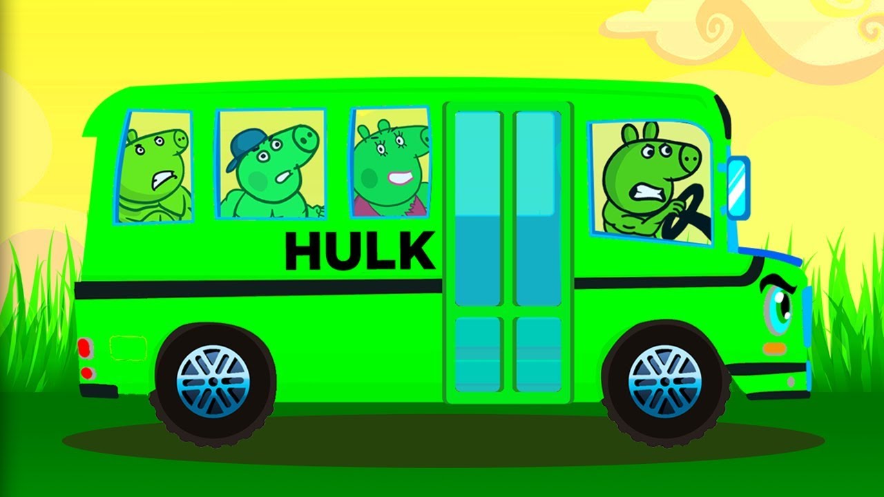 Hulk Wheels On The Bus Go Round And Round Nursery Rhymes Collection ...