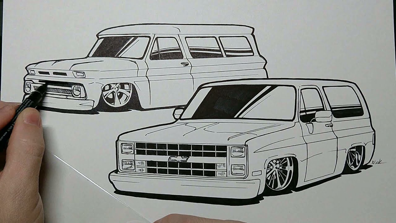 Bagged C10 K5 blazer and suburban ink drawing time lapse | @Surfacenick ...