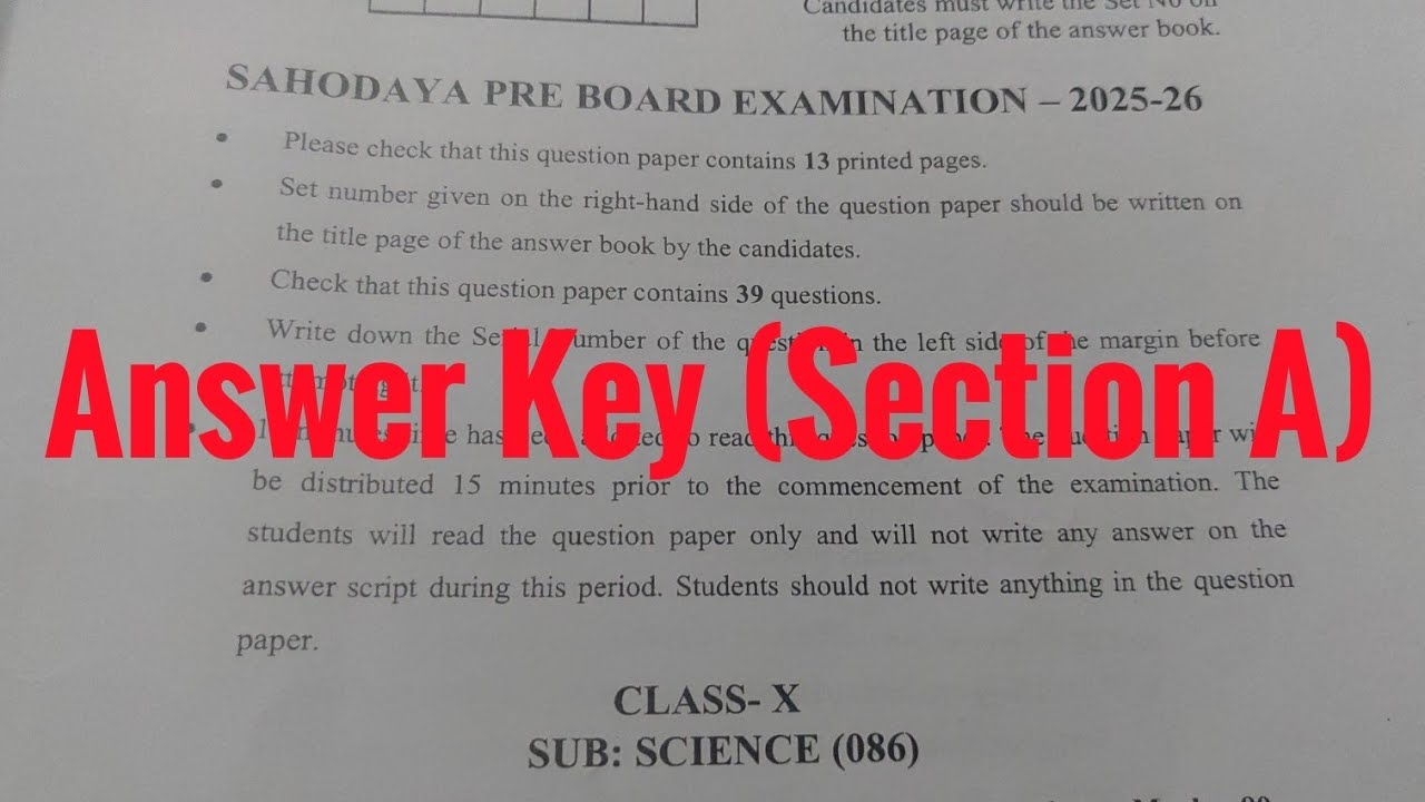 Class10 Science ll Sahodaya Pre-board (2025-26) Science set-3 Answer ...