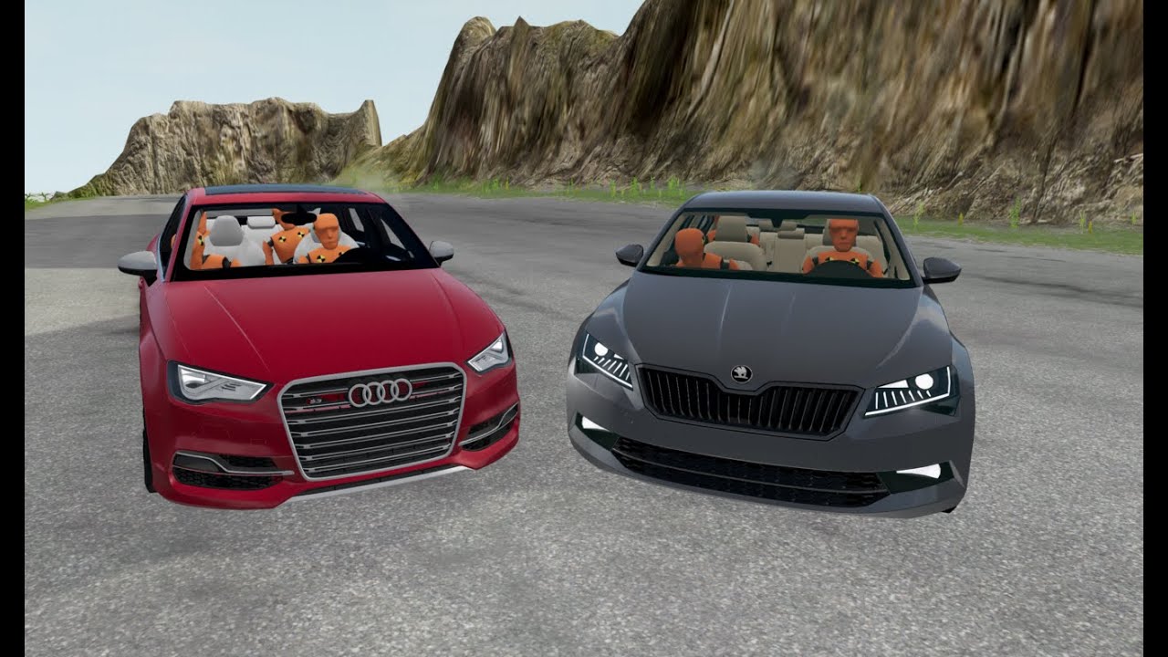 Audi S3 VS Skoda Superb Downhill crash test - YouTube